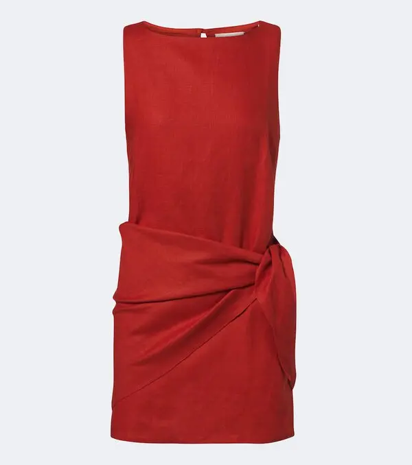Faithfull The Brand Souline Belted Linen Minidress - Red