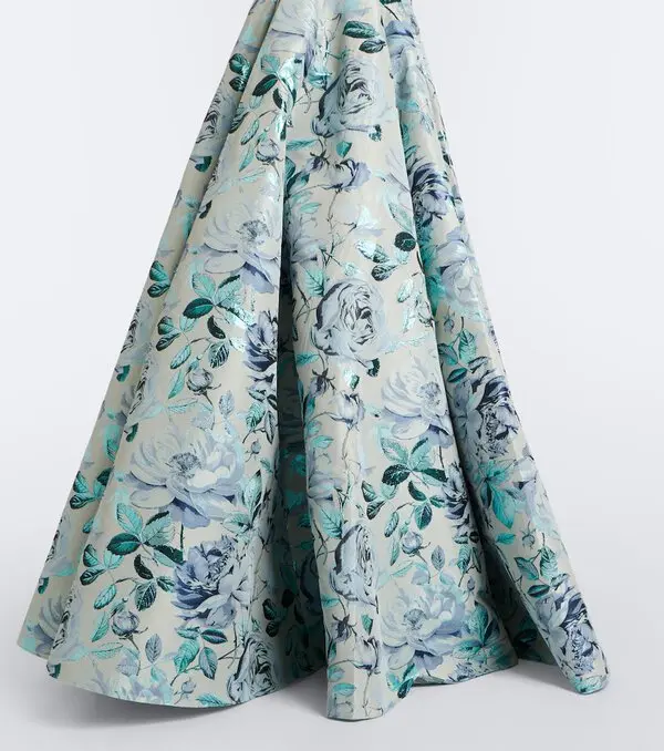 MARKARIAN Laila Floral Brocade Bustier Gown