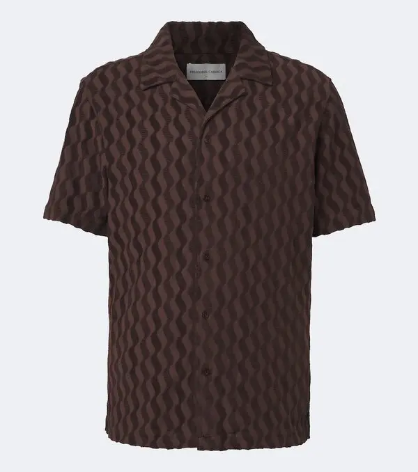 Frescobol Carioca Terry-trimmed Cotton-blend Bowling Shirt - Brown