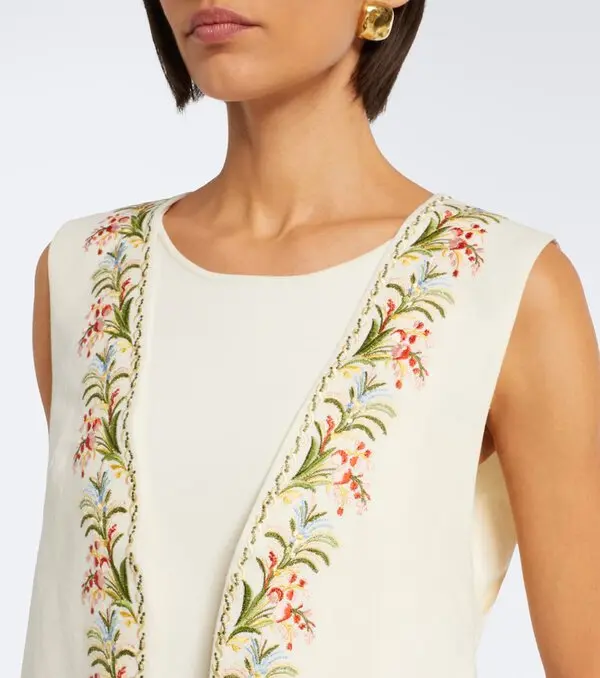 XU ZHI Embroidered Silk And Linen Vest