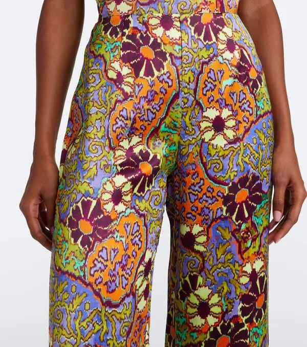 ALEMAIS Fringed Printed Wide-leg Pants - Multicoloured