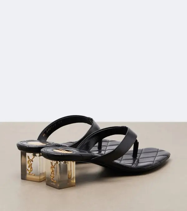 Saint Laurent Thong Sandals With Square Open Toe And Block Heel