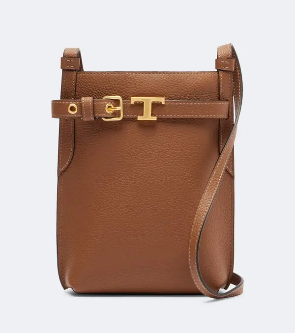 TOD'S T Timeless Leather Phone Pouch - Brown