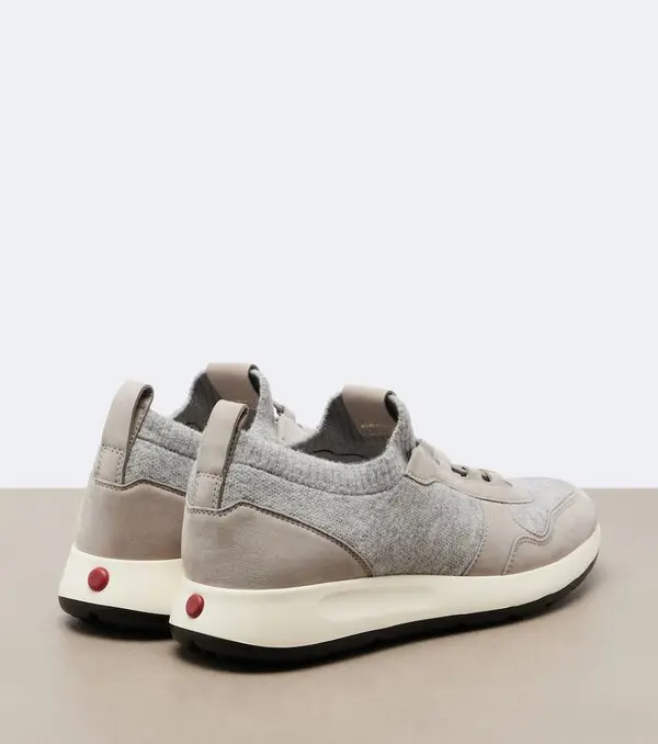 TOD'S Runner Suede-trimmed Sneakers