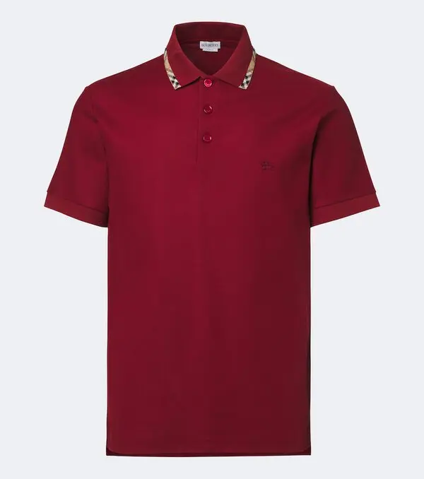 Burberry Check Cotton Pique Polo Shirt - Red
