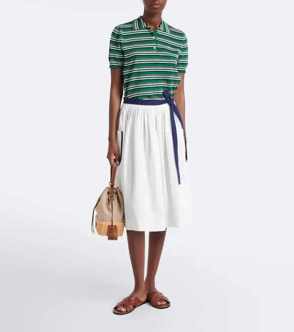 Prada Canvas And Wicker Bucket Bag