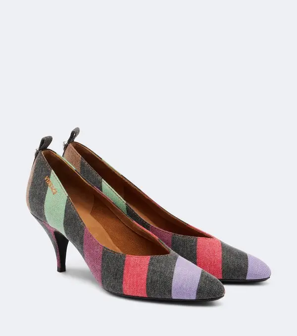 Versace Tina Striped Denim Pumps - Multicoloured