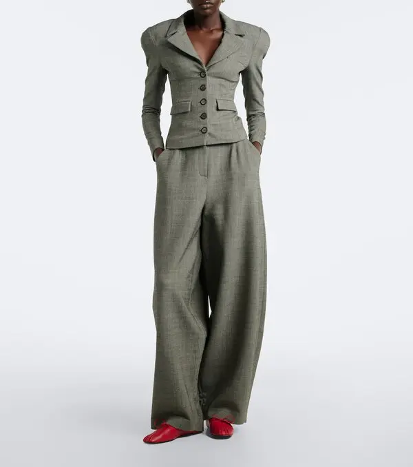 Magda Butrym Herringbone Wool-blend Barrel-leg Pants