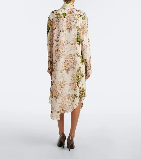 Acne Studios Tie-neck Floral Silk Georgette Midi Dress