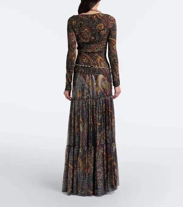 Etro Paisley Silk-blend Tiered Maxi Skirt - Multicoloured