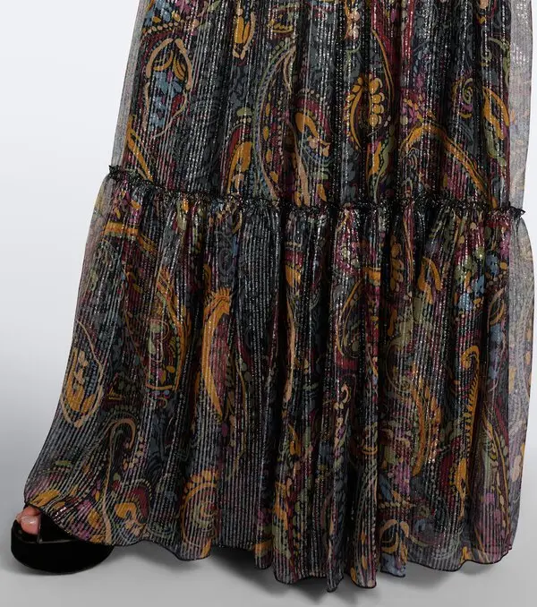 Etro Paisley Silk-blend Tiered Maxi Skirt - Multicoloured