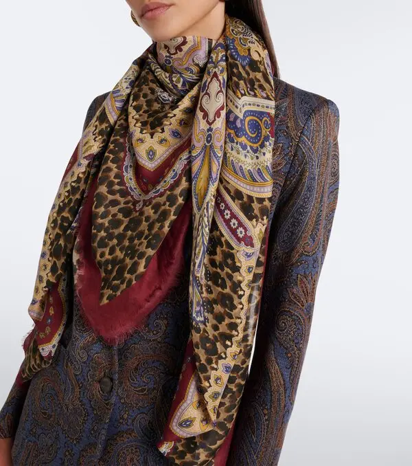 Etro Printed Modal And Cashmere Scarf - Red