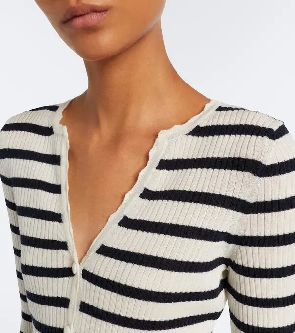 Veronica Beard Anwin Striped Wool Cardigan