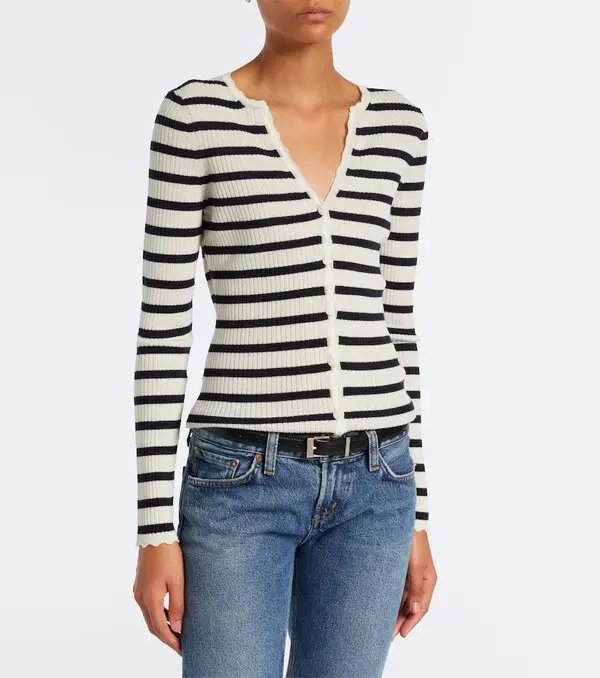 Veronica Beard Anwin Striped Wool Cardigan