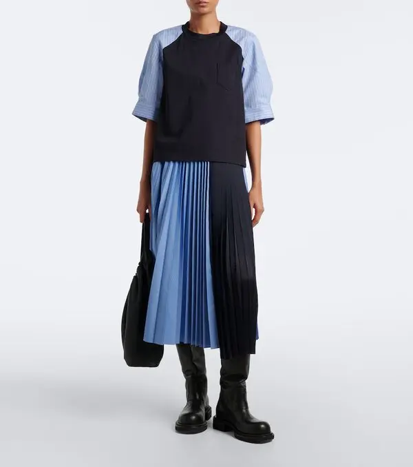 Sacai Striped Cotton T-shirt