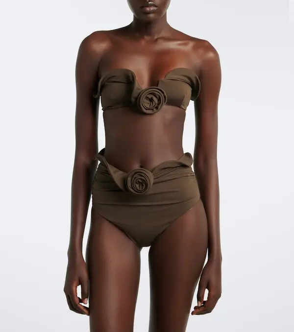 Magda Butrym High-rise Bikini Bottoms With Floral Appliqu