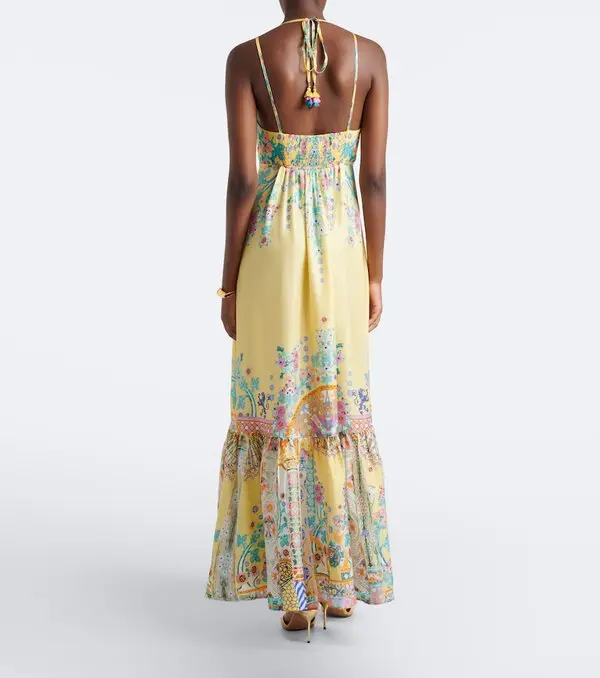 Camilla Sequined Floral Silk Maxi Dress
