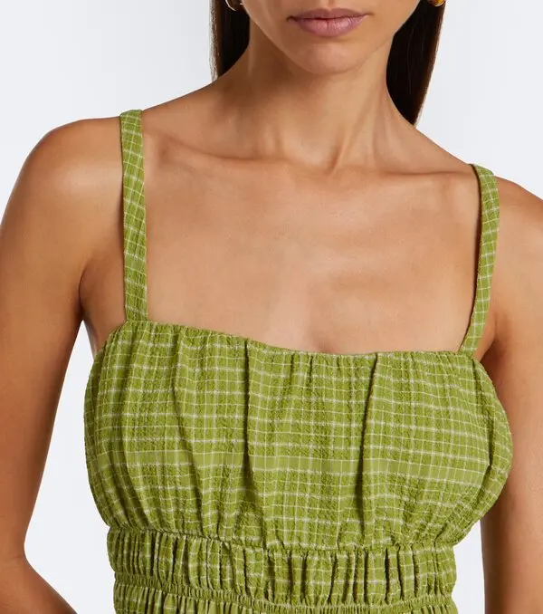 Asceno Verona Checked Cotton Midi Dress