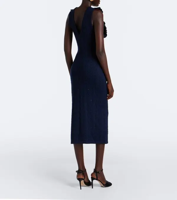 Alessandra Rich Knitted Virgin Wool Midi Dress