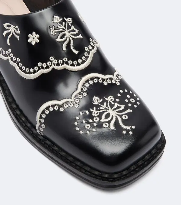 Simone Rocha Embroidered Leather Mules