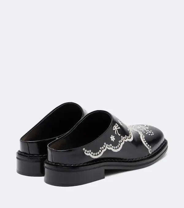 Simone Rocha Embroidered Leather Mules