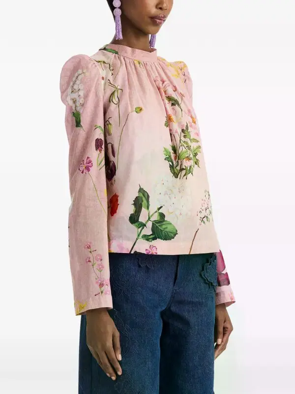 Oscar De La Renta Botanical Print Blouse