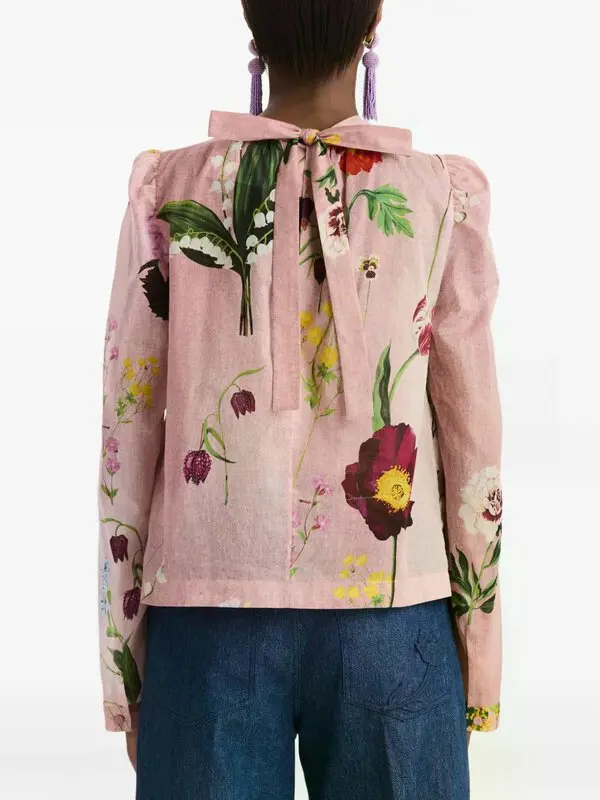 Oscar De La Renta Botanical Print Blouse