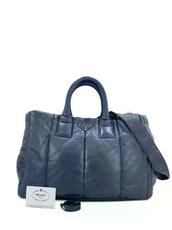 Prada 2013 Padded Leather Tote Bag - Blue
