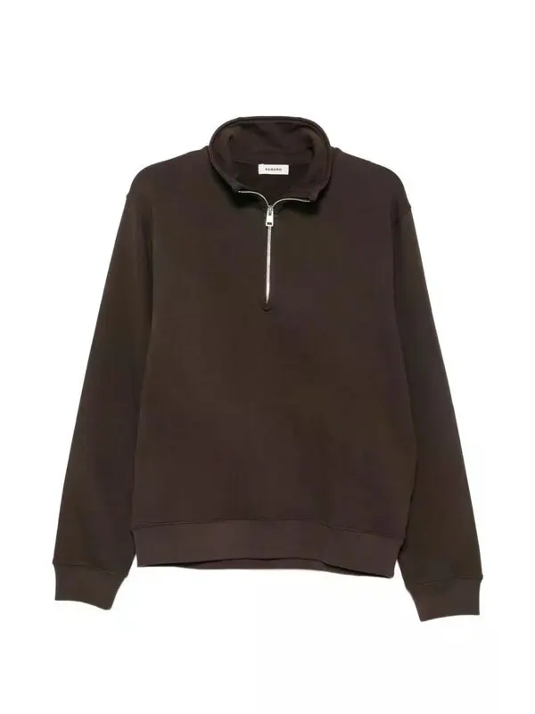 Sandro Quarter-zip Funnel-neck Sweatshirt - Brown