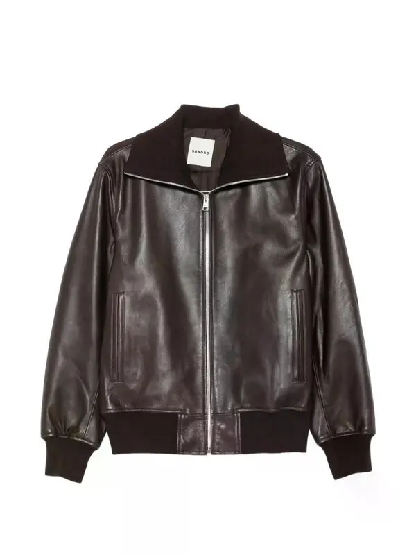 Sandro Ribbed-trim Trucker-collar Jacket - Brown