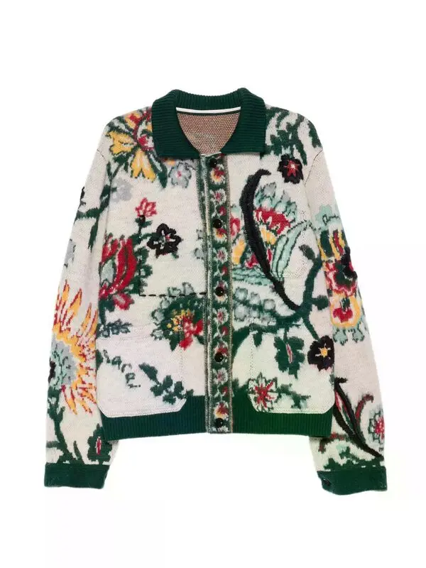 Sacai Wool Jacquarded Cardigan - Neutrals