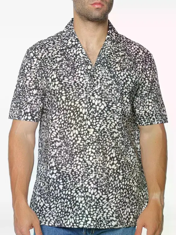 Michael Kors Stingray-print Camp-collar Shirt - Black