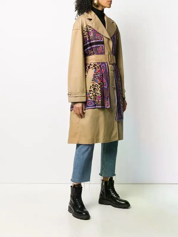 Versace Paisley Leopard Accent Trench Coat