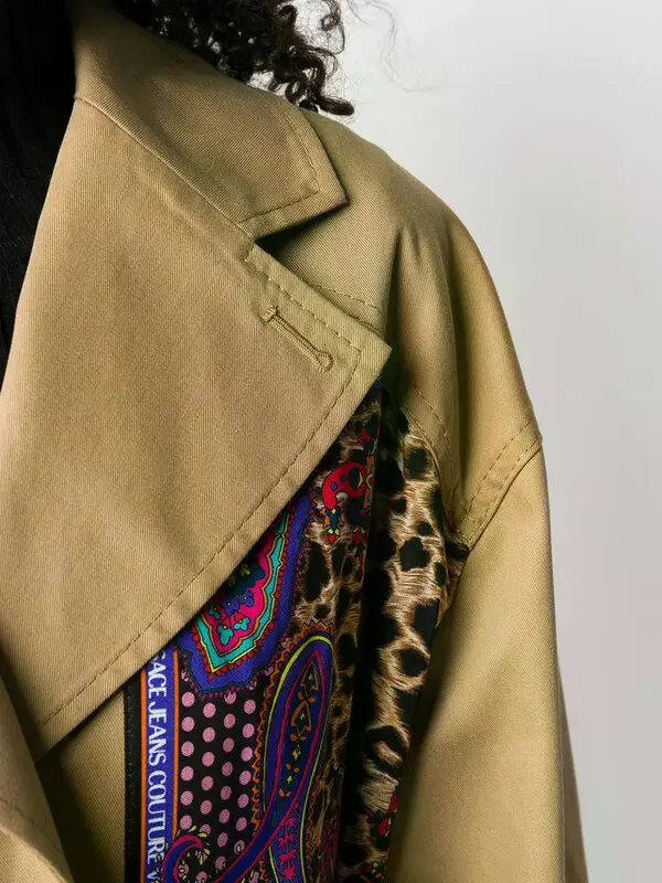 Versace Paisley Leopard Accent Trench Coat