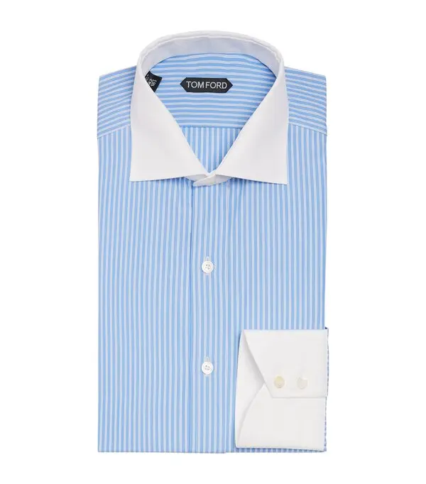 TOM FORD Cotton Stripe Shirt - Blue