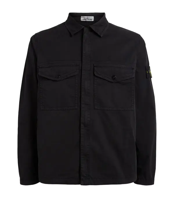 Stone Island Stretch-cotton Compass Overshirt - Black