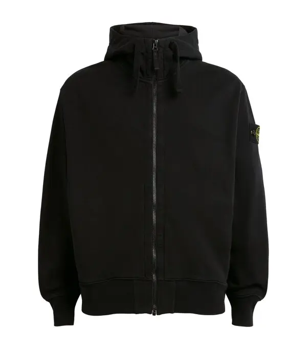 Stone Island Cotton Compass Patch Hoodie - Black