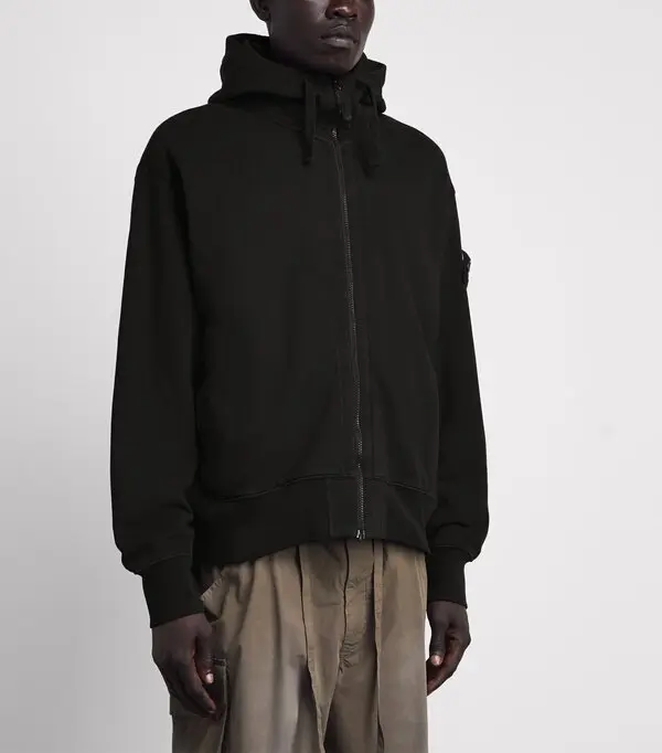 Stone Island Cotton Compass Patch Hoodie - Black