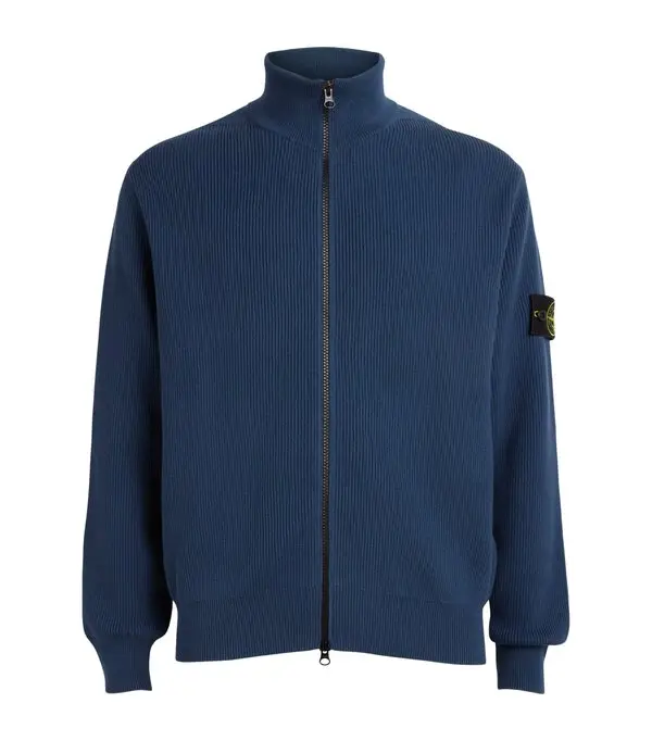 Stone Island Cotton Zip-up Cardigan - Blue