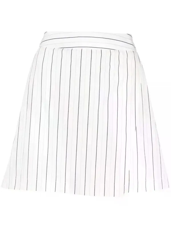 Palmer//harding Stripe-print Skirt-overlay Shorts - Neutrals