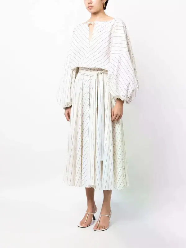 Palmer//harding Striped Cotton Flared Midi Dress