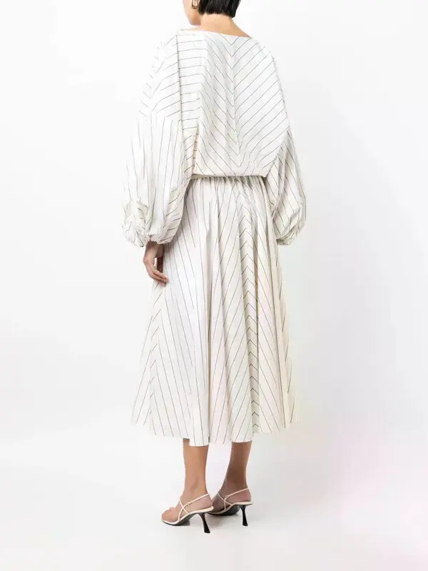 Palmer//harding Striped Cotton Flared Midi Dress