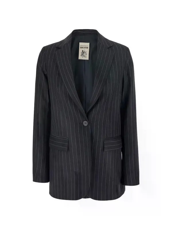 SEMICOUTURE Pinstripe-pattern Single-breasted Jacket - Grey