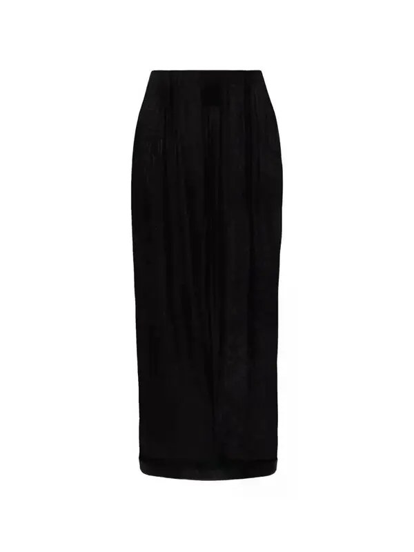Wardrobe.NYC Ruched Midi Skirt - Black