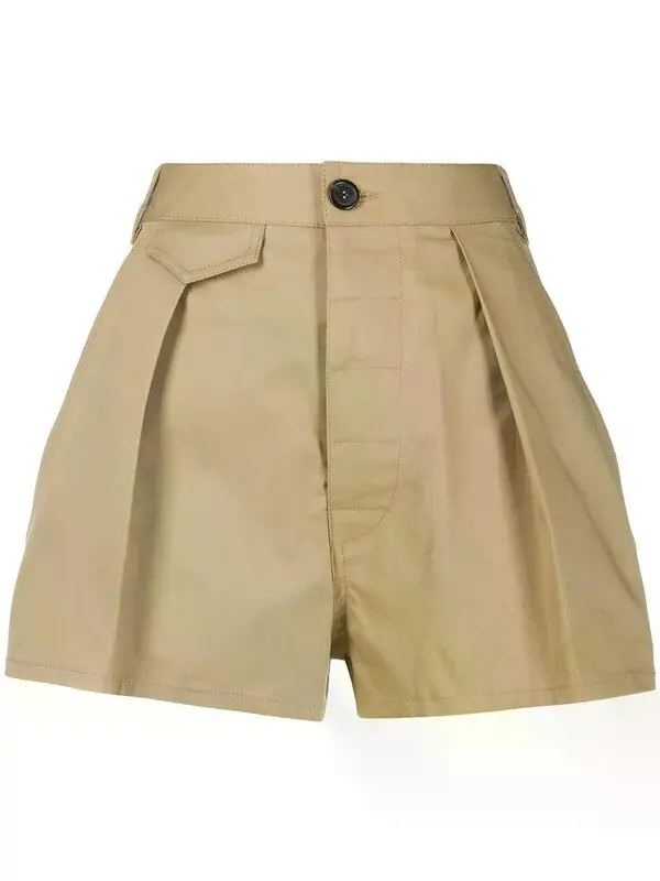Dsquared2 Front Pleat High-waisted Shorts - Neutrals