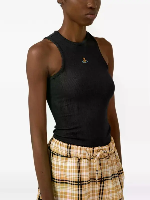 VIVIENNE WESTWOOD 90s Orb-embroidered Ribbed Tank Top