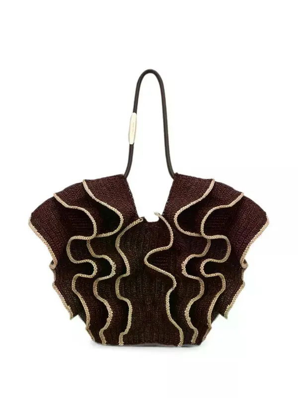 Zimmermann Ruffle-trimmed Woven Tote Bag - Brown