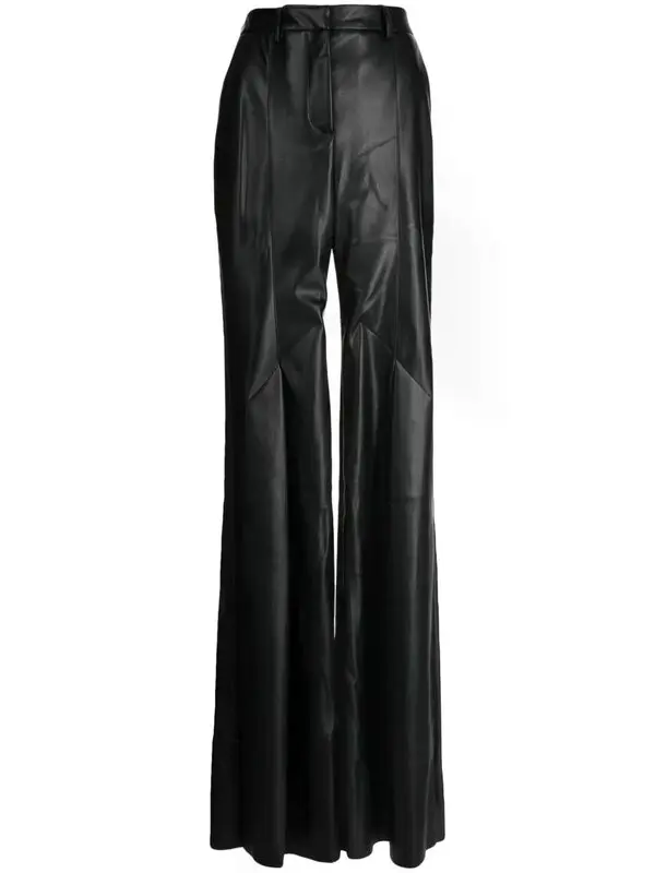 Palmer//harding Precision Faux-leather Flared Trousers - Black