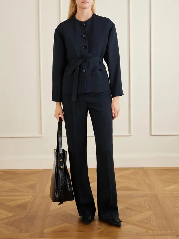BLAZÉ MILANO Lundy Crepe Tailored Straight-leg Trousers
