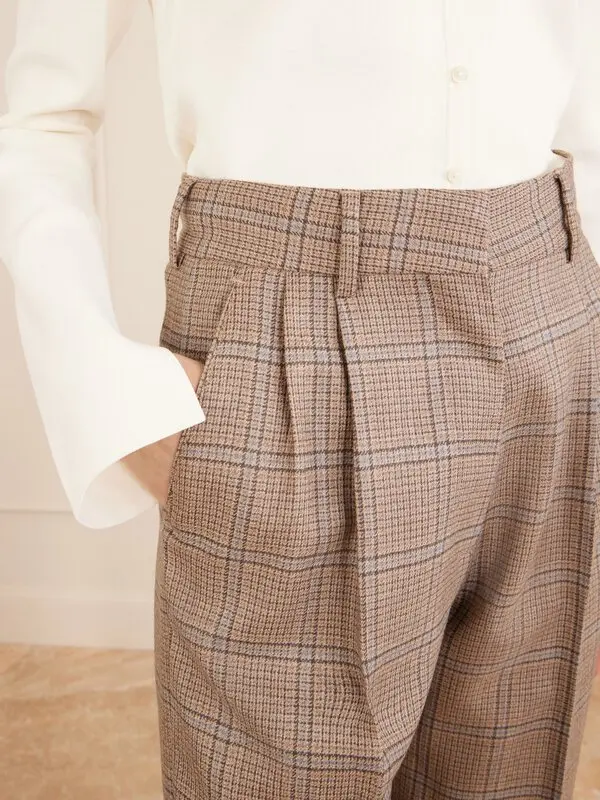 BLAZÉ MILANO Fox Checked Wool Pants